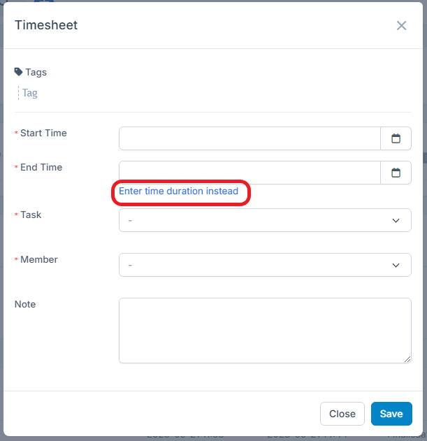 How to create original timesheets in a project?